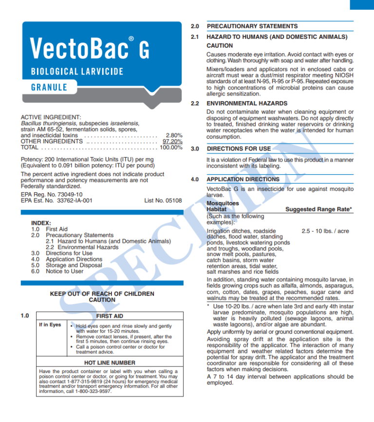 Product Labels - Clark County Mosquito Control District - CCMCD
