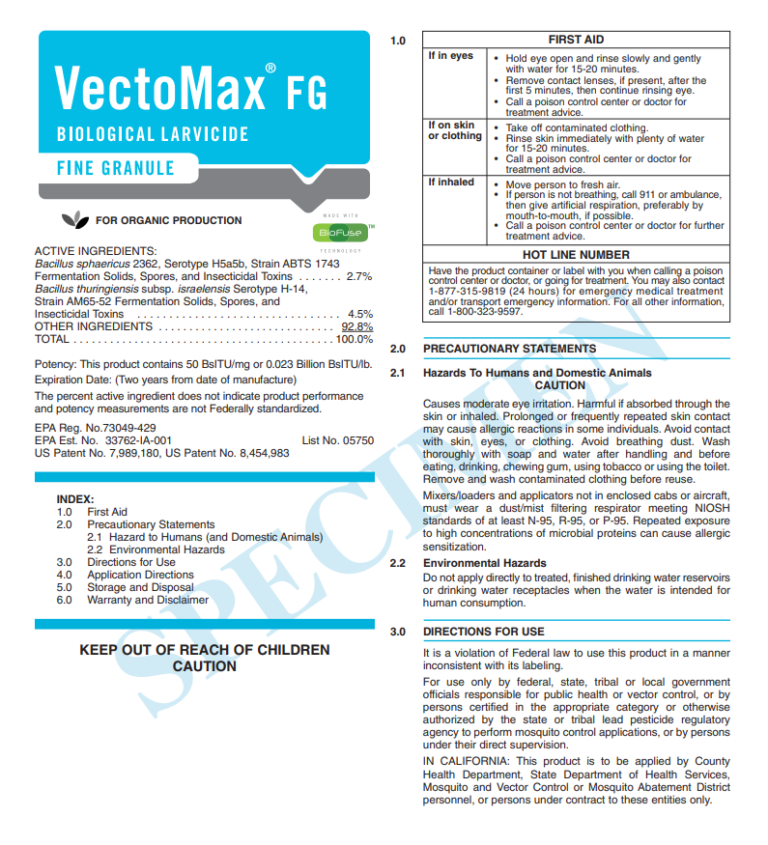 Product Labels - Clark County Mosquito Control District - CCMCD