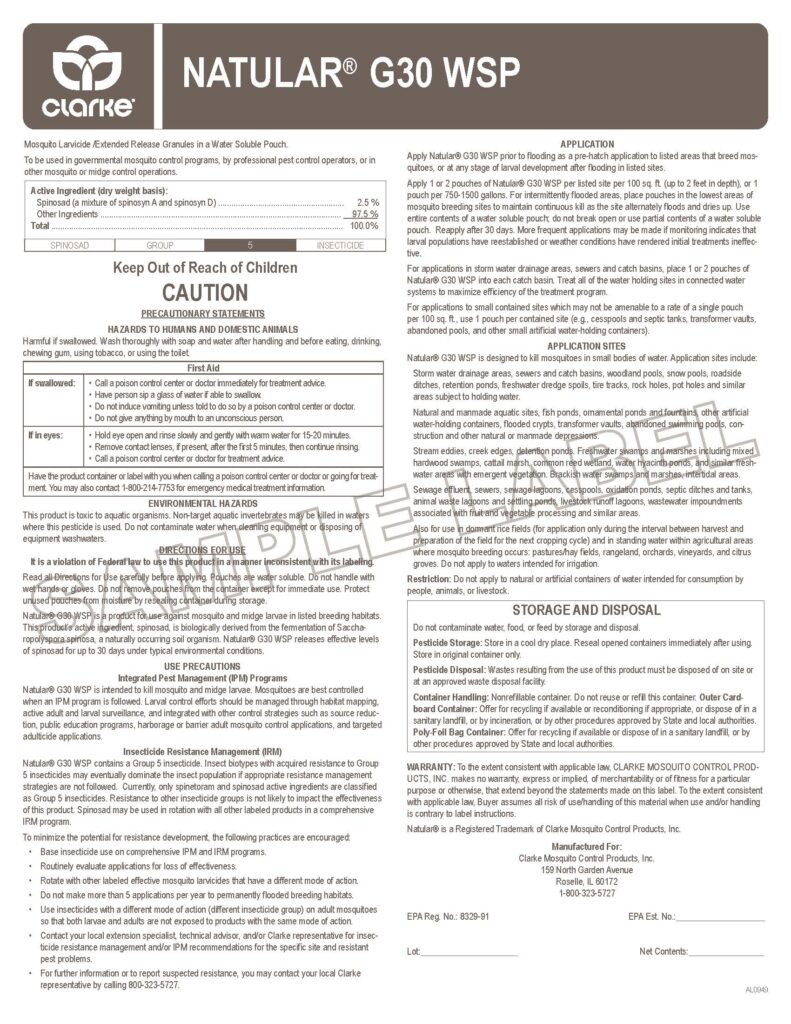 Natular G30 WSP - Clark County Mosquito Control District - CCMCD